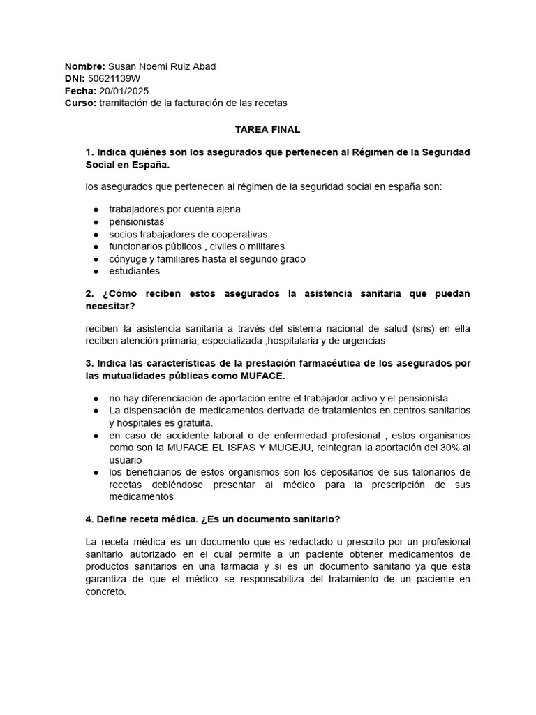 Tarea Final Susan Ruiz | PDF | Prescripción médica | Farmacia