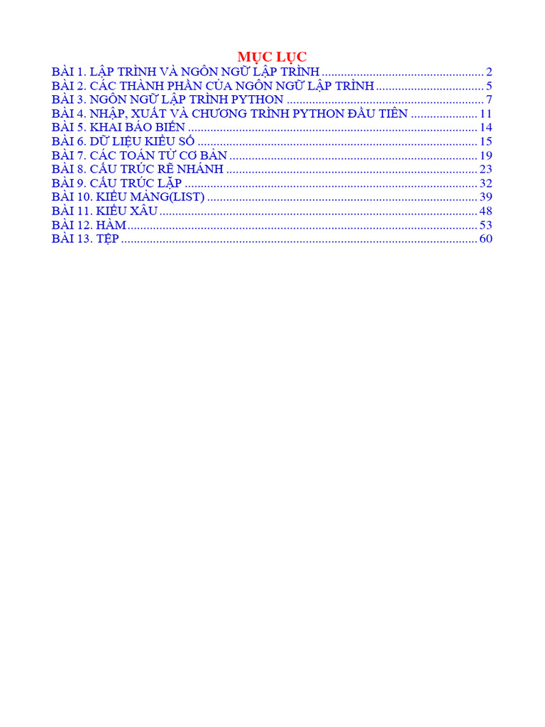 Trac Nghiem Tong Hop Python | PDF