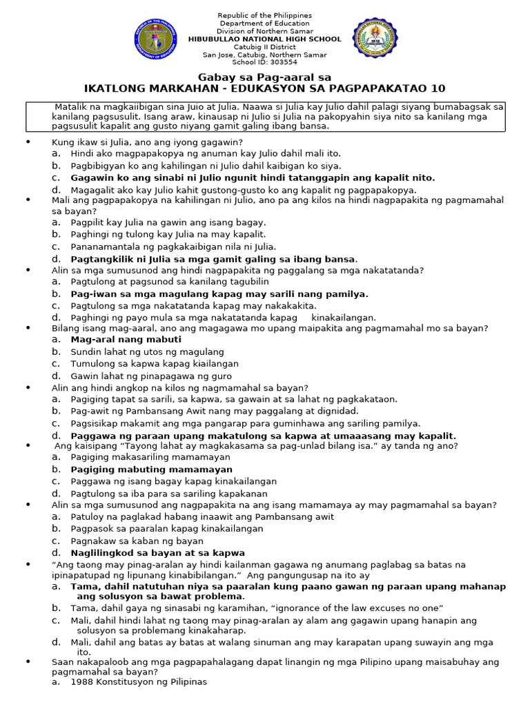Q3 - TQ - ESP - Reviewer - With ANSWERS | PDF