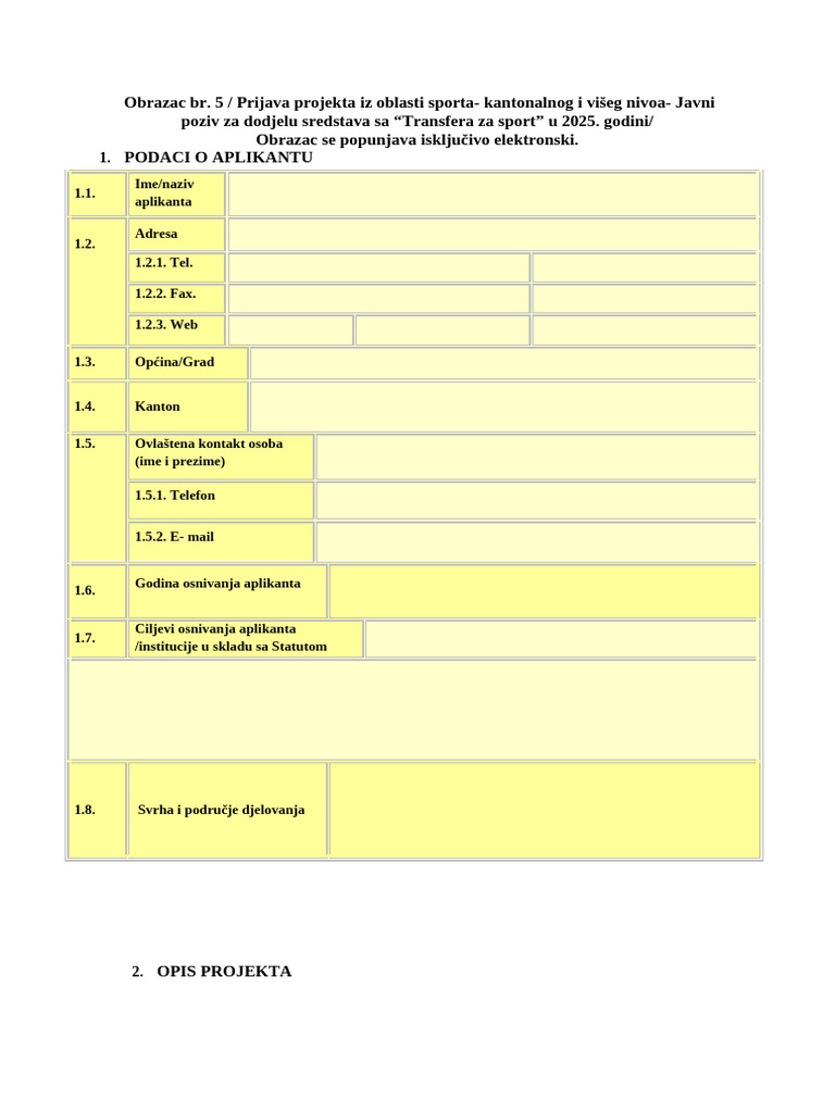 Prijavni Obrazac BR 5 Za 2025 | PDF