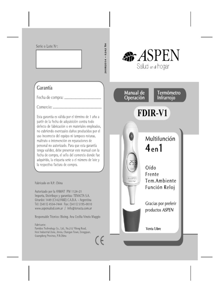 Manual Aspen FDIR-V1 Thermometer | PDF