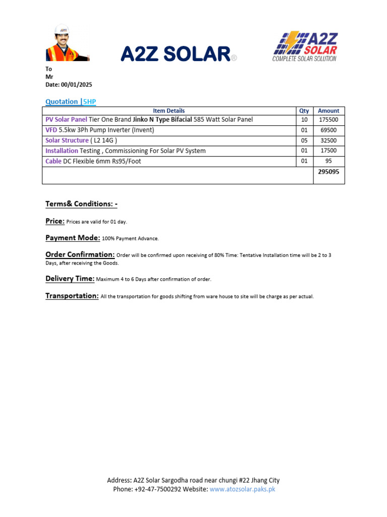 A2Z Solar: Quotation | PDF