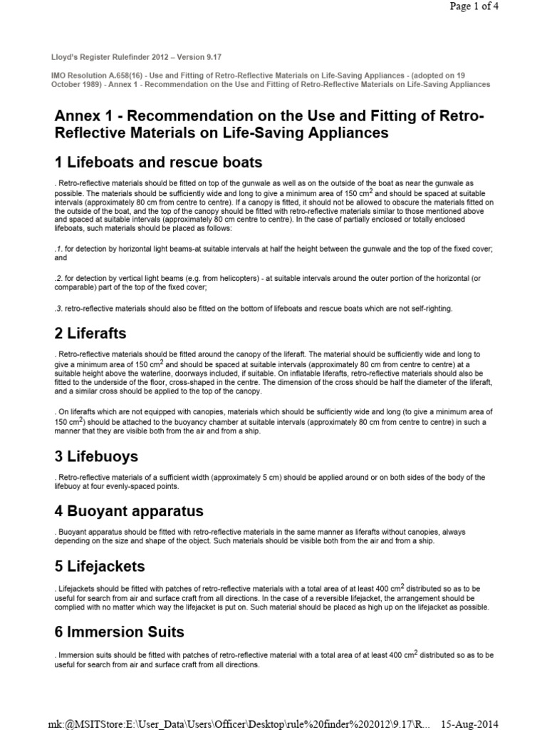 Lifeboat Reflective Tape Guidelines | PDF | Buoyancy