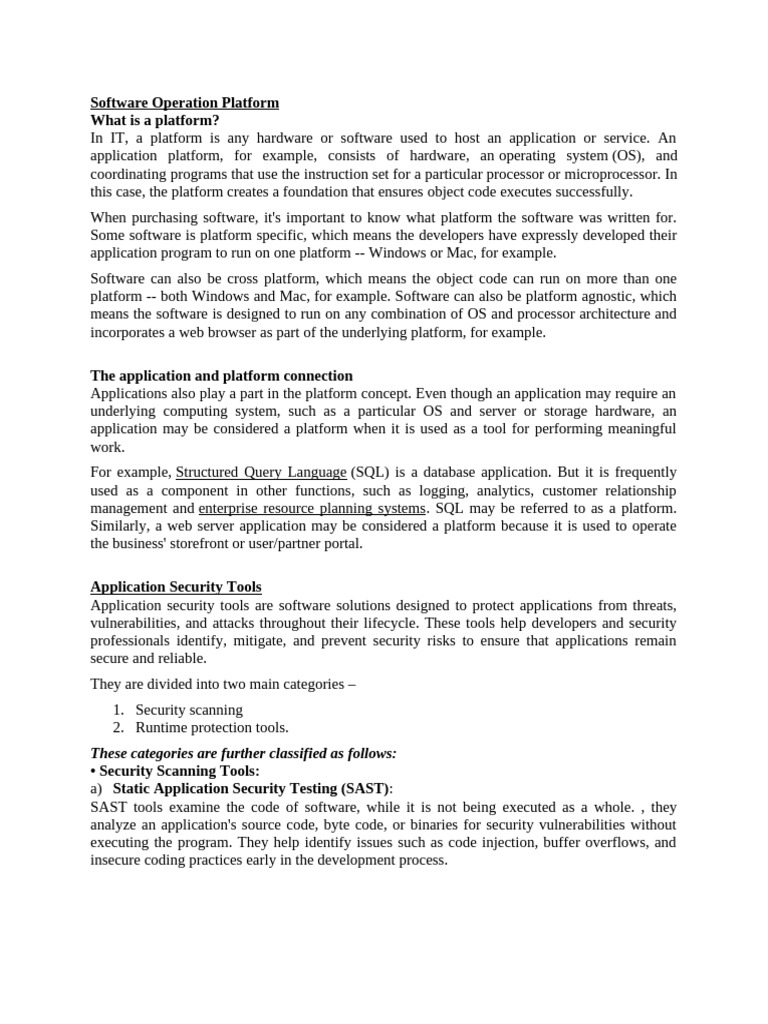 Software Operation Platform | PDF | Application Software | Information Technology