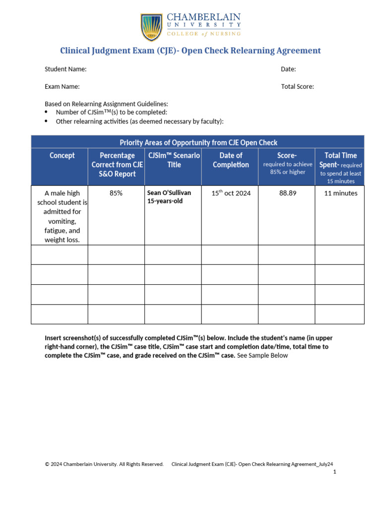 CJE Open Check Relearning Agreement Oct | PDF