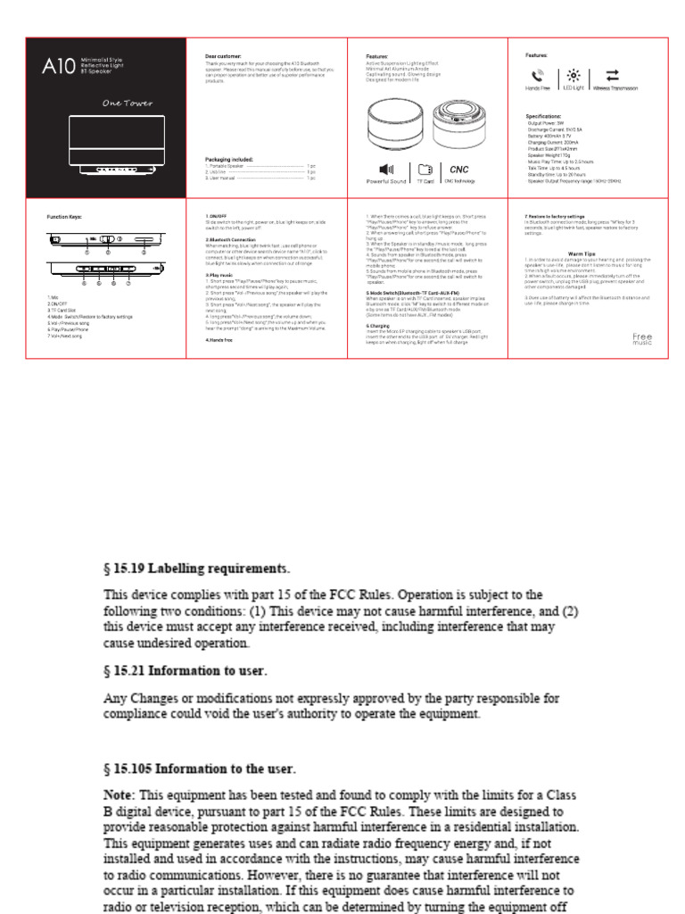 FCC Compliance and User Guidelines | PDF