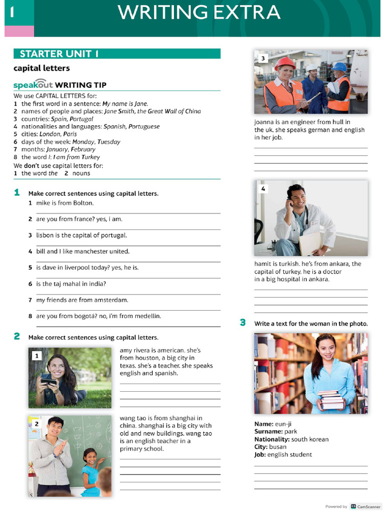 Writing Extra Starter Unit 1 | PDF