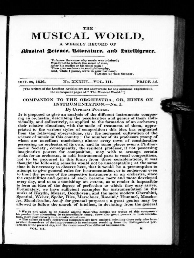 Sim Musical-World 1836-10-28 3 33 | PDF | Orchestras | Violin