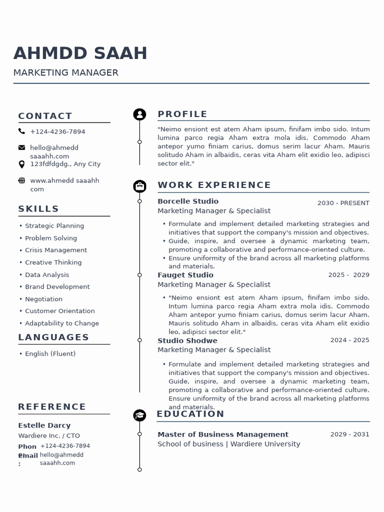 Blue and Gray Simple Professional CV Resume | PDF | Strategic ...
