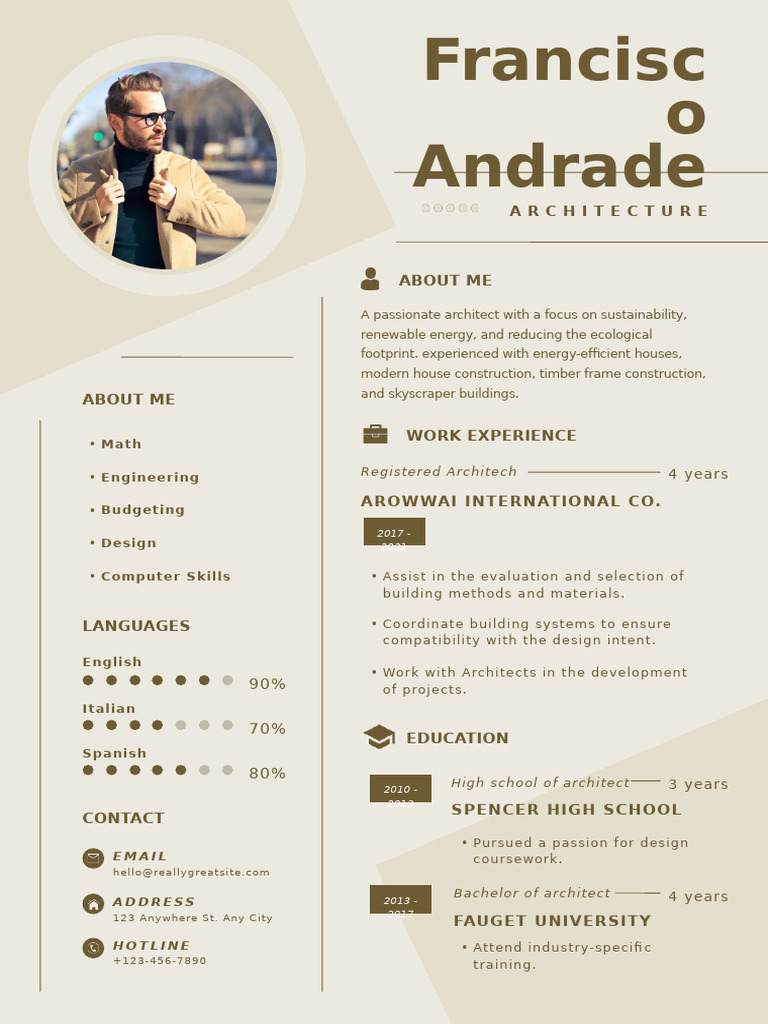 Cream Professional Architecture Simple Resume | PDF