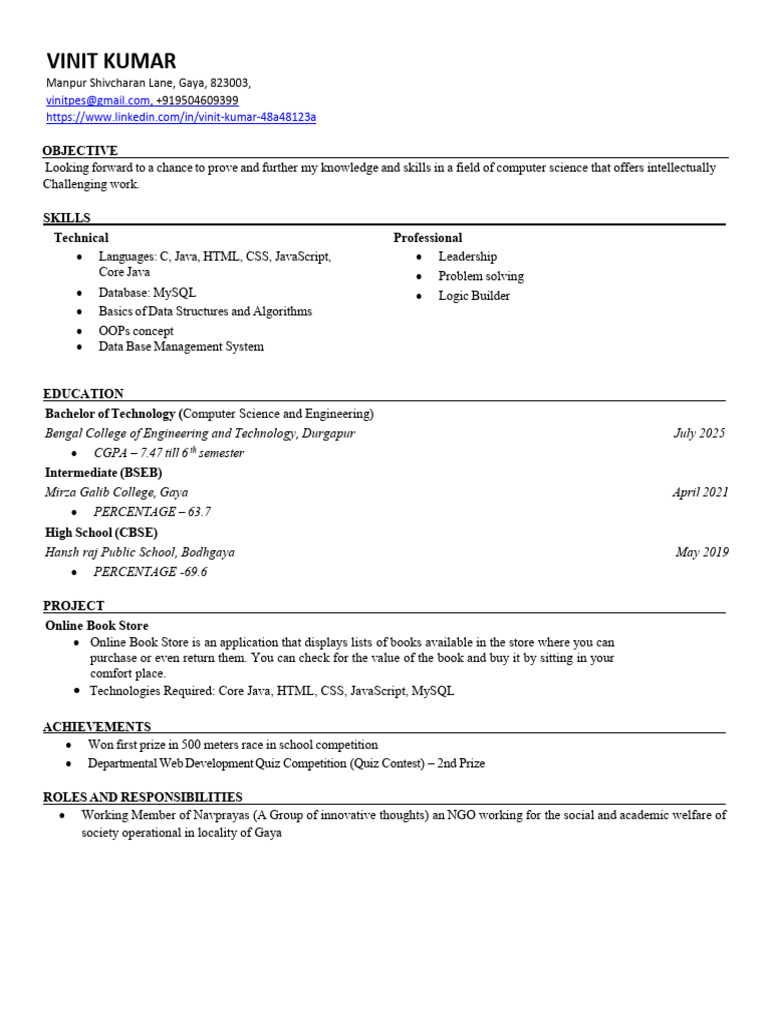 Vinit Resume-2 | PDF