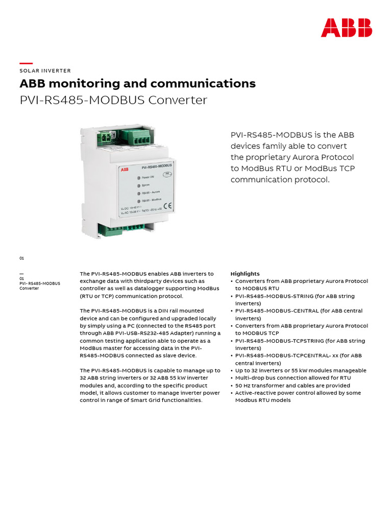 PVI_RS485-MODBUS_BCD.000394_EN_revE | PDF | Alternating Current | Electricity