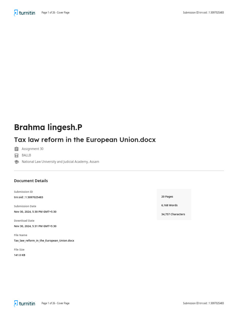 Tax_law_reform_in_the_European_Union | PDF | Value Added Tax | Taxes