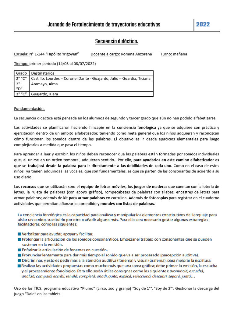 Comparto 'Secuencia didÃ¡ctica segundo grado' contigo | PDF