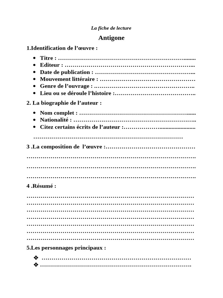 La Fiche de Lecture | PDF