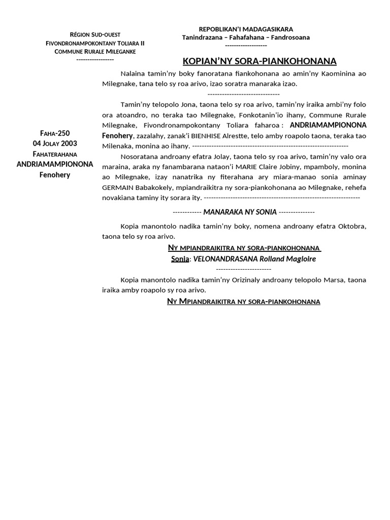 KOPIA ANDRIAMAMPIONONA Fenohery | PDF