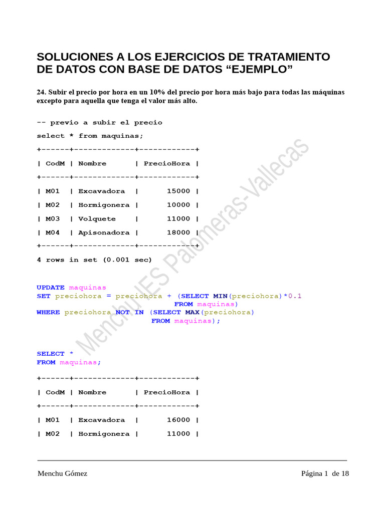 Ejercicios de Consultas - 24-35 - Con BBDD Ejemplo | PDF | Datos de computadora | Diseño de software