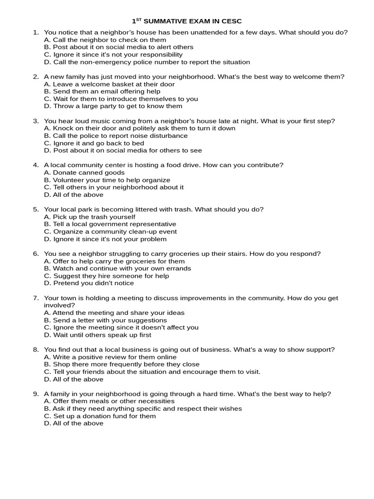 1ST Summative Exam in Cesc | PDF | Privacy | Mentorship