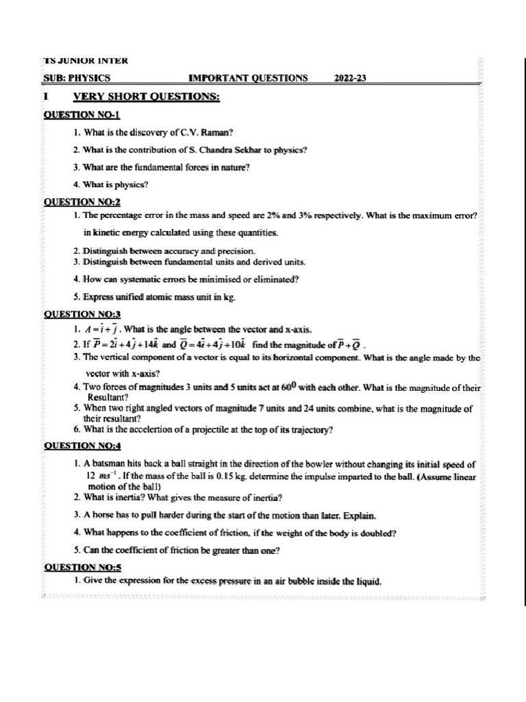 JR - IPE-PHY IMP Questions | PDF