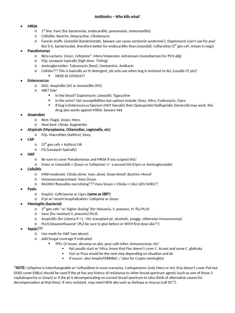 Antibiotics - Who Kills What | PDF | Antibiotics | Biocides