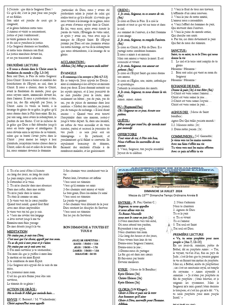 15e Dim Tob 2024 | PDF | Agnus Dei | Doctrines et croyances religieuses