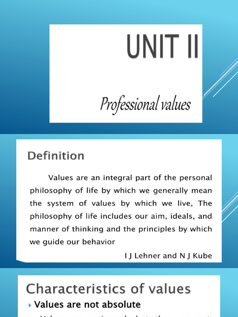 Professional Values 1 | PDF