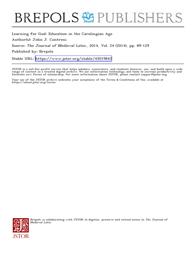 Contreni LearningGodEducation 2014 | PDF | Bede