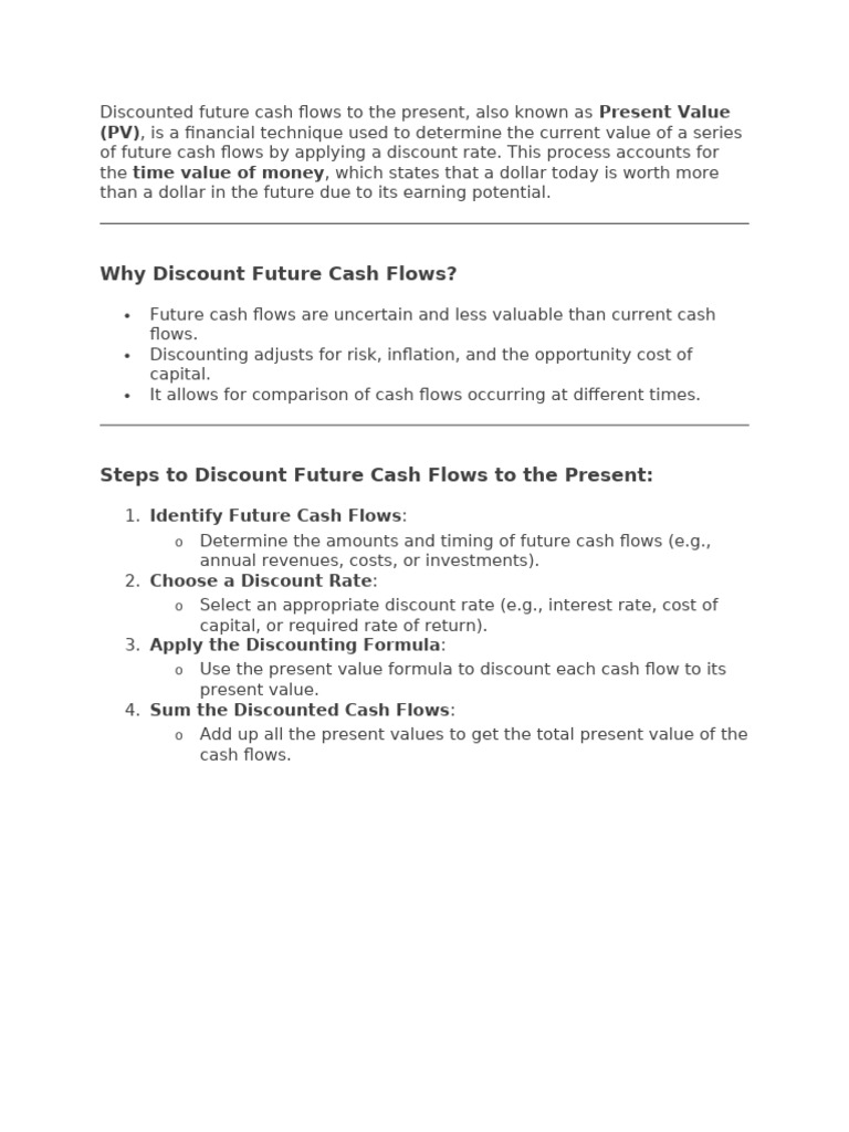 Present Value: Discount Future Cash Flows | PDF