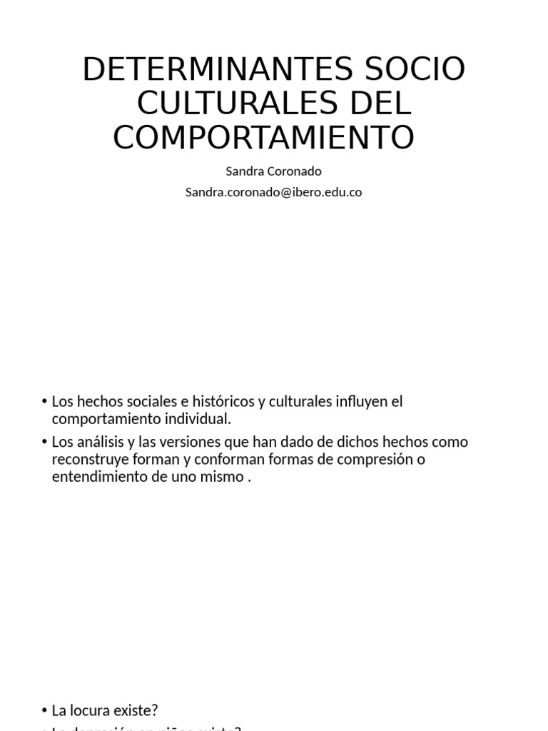 Determinantes Socioculturales del Comportamiento | PDF