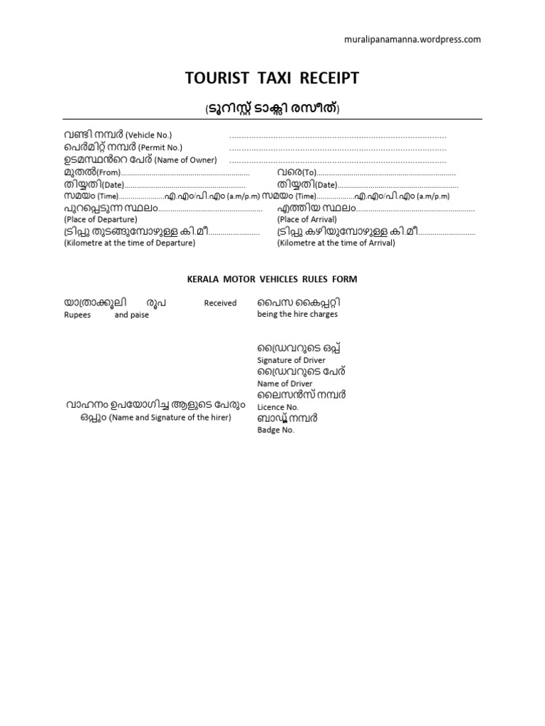 Tourist Taxi Receipt | PDF