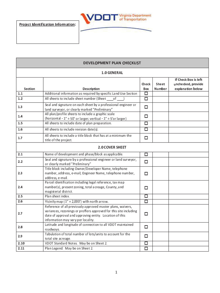 Development Plan Checklist | PDF