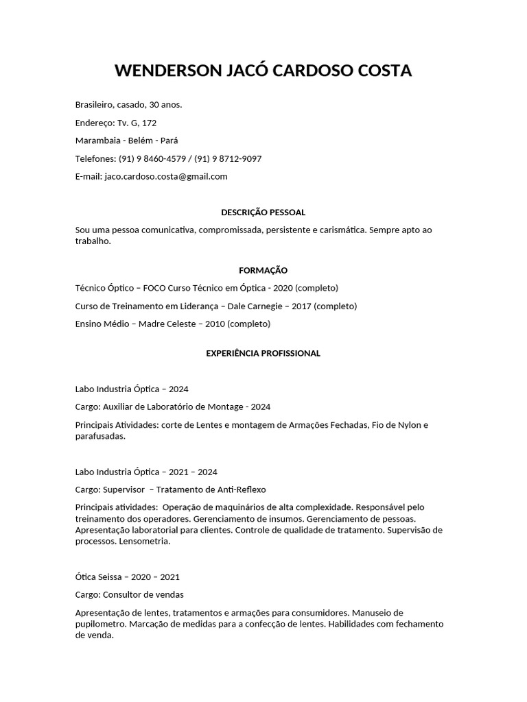 Jacó Currículo | PDF