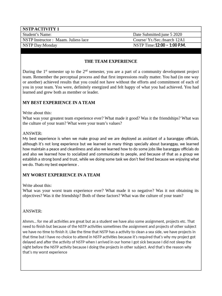 NSTP Activity 1. | PDF