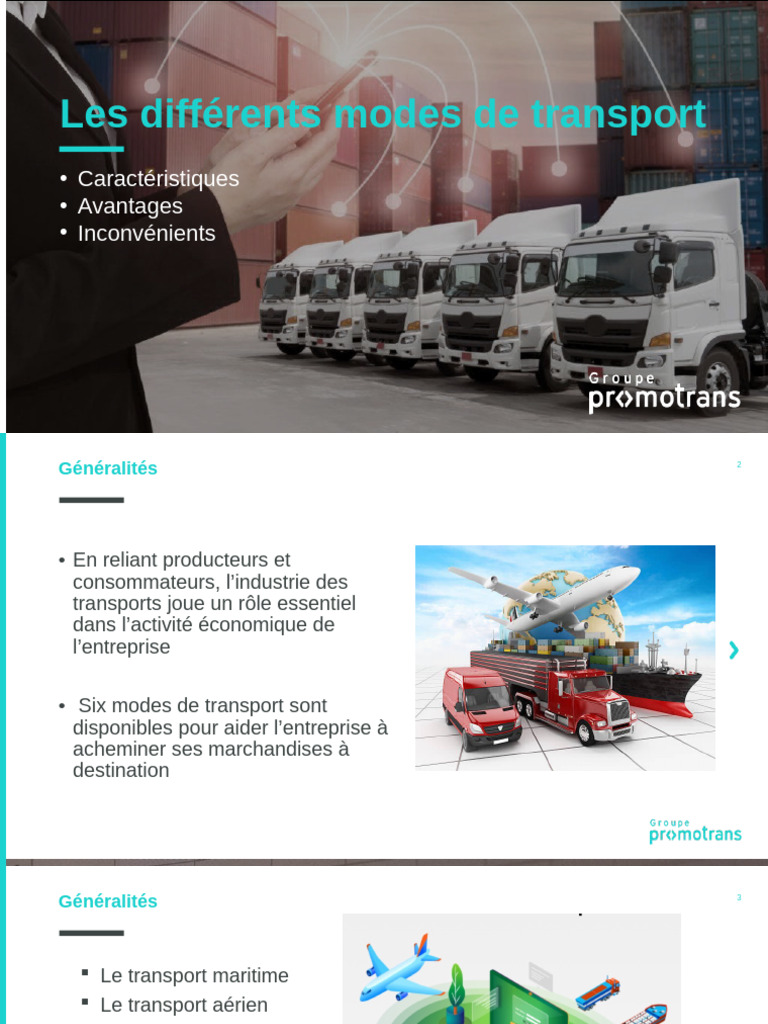 Modes de transport : caractéristiques et enjeux | PDF | Transport ...