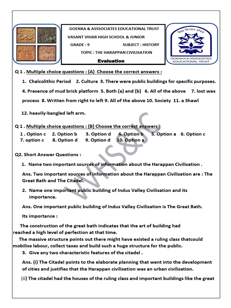 The Harappan Civilisation Evaluation20242025 | PDF