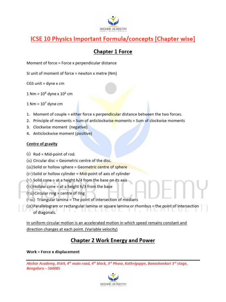 Class 10 ICSE Physics Formula Sheet | PDF | Isotope | Transformer