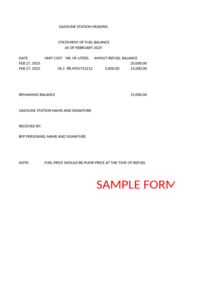 Sample 20 Statement 20 of 20 Balance | PDF