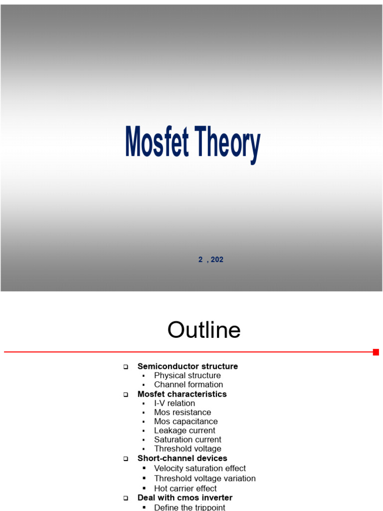 MOSFET Theory and Characteristics Guide | PDF | Mosfet | Field Effect ...