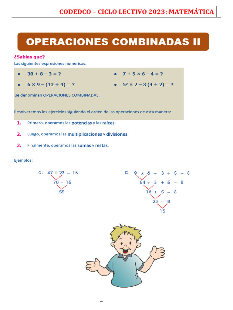 Operaciones-Combinadas-con-Potencias-y-Raices-para-Resolver | PDF