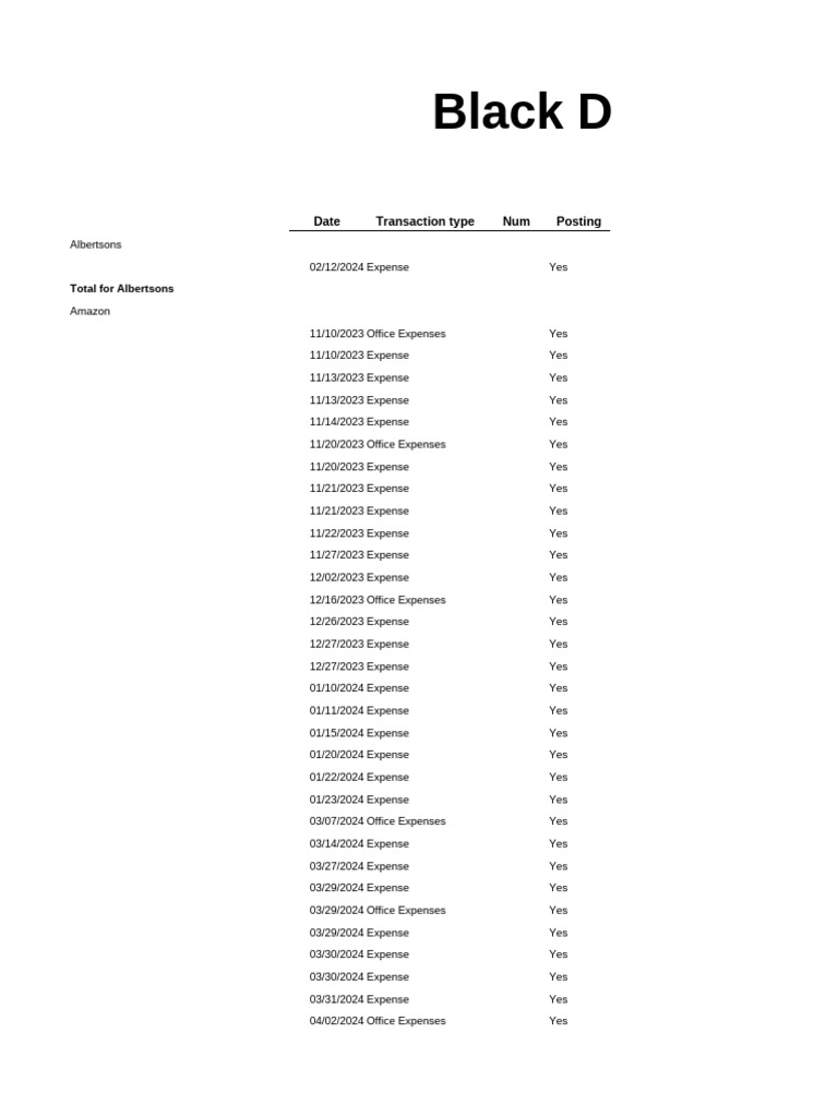 Black Diamond Headquarter Inc_Transaction List by Vendor | PDF | Quick ...