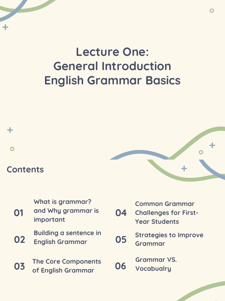 Lec One - General Introduction | PDF | English Grammar | Grammatical Tense