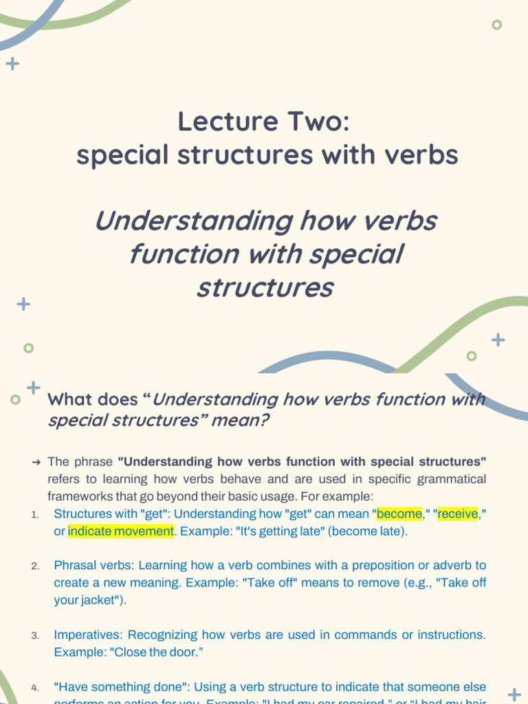 Understanding Verbs and Their Structures | PDF | Verb | Object (Grammar)