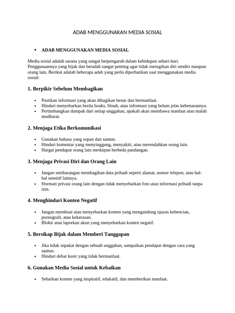 MATERI ADAB MENGGUNAKAN MEDIA SOSIAL | PDF