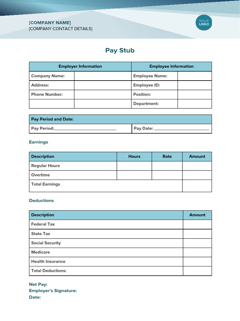 Fillable Pay Stub Template PDF | PDF