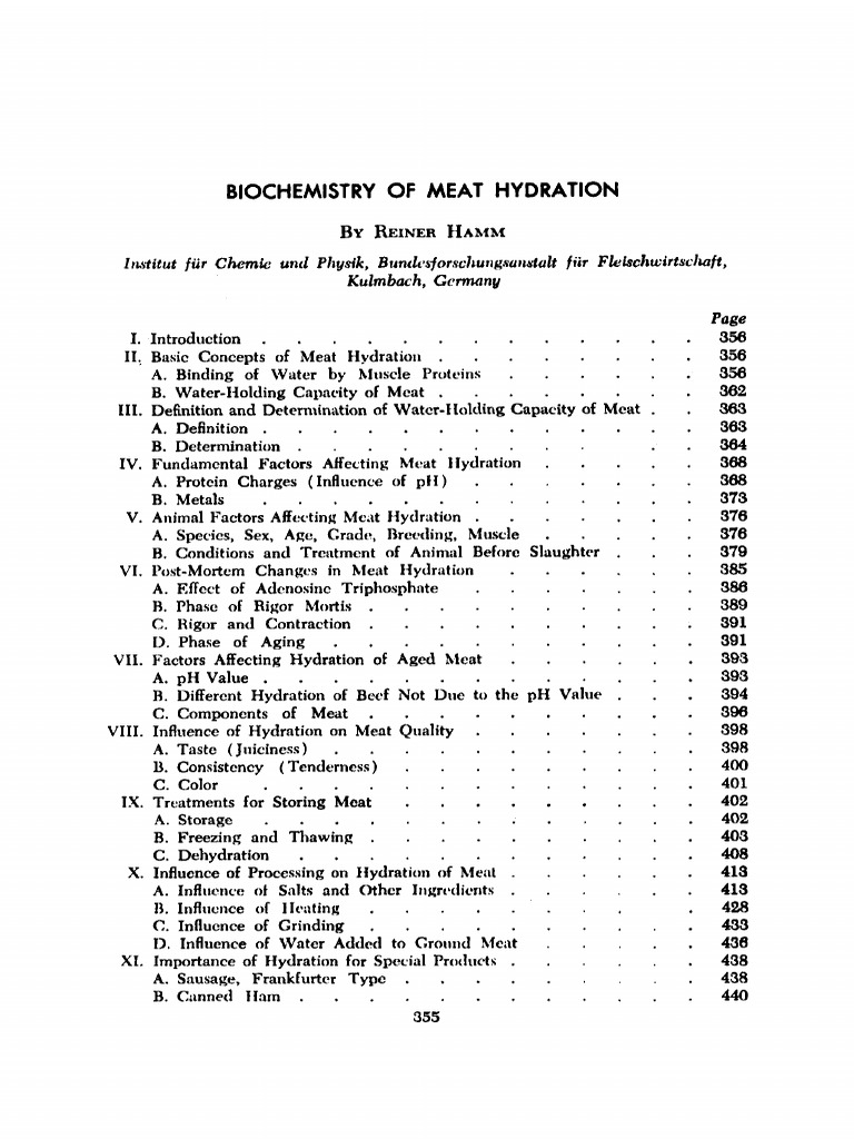 Hamm (1961) - Biochemistry of Meat Hydration | PDF | Adsorption | Water