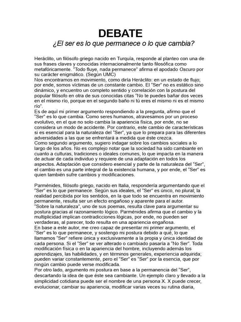 DEBATE | PDF | Argumento | Filosofía griega antigua
