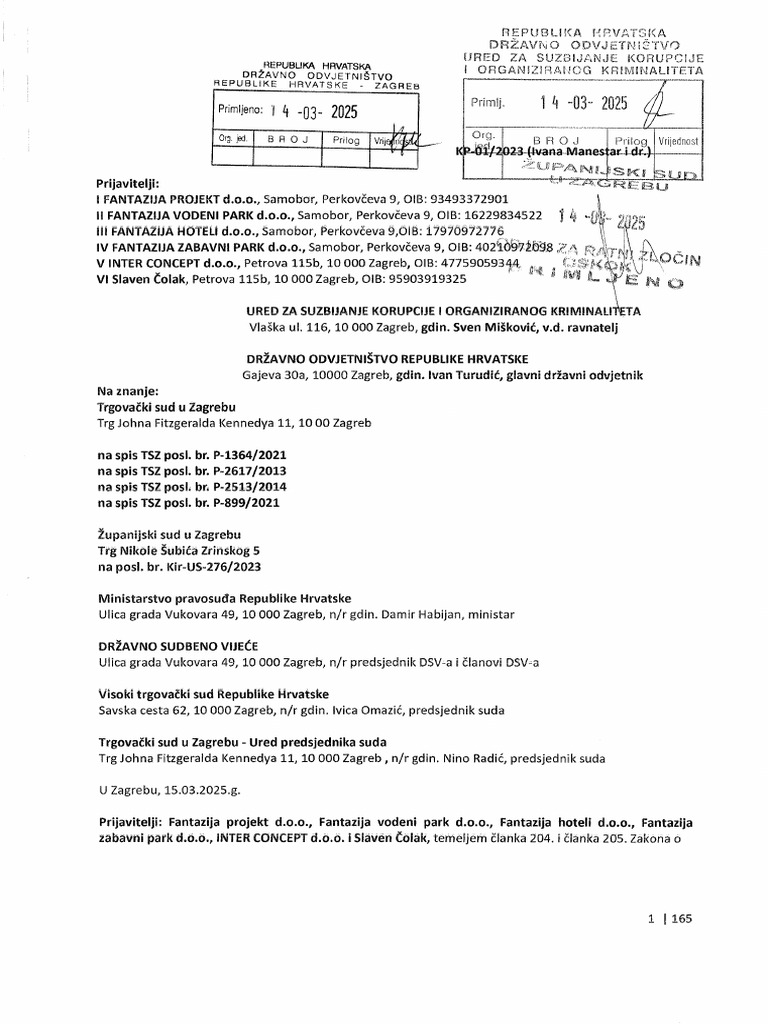 Kaznena Prijava Fantazija Grupe Protiv Sutkinje Trgovačkog Suda U Zagrebu Ivane Manestar I Dr ...