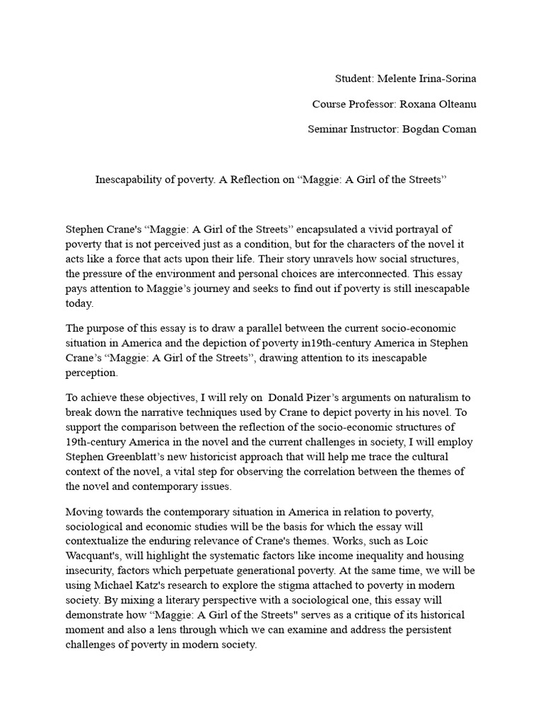 Is Poverty Still Inescapable - A Reflection On Maggie - A Girl of The ...