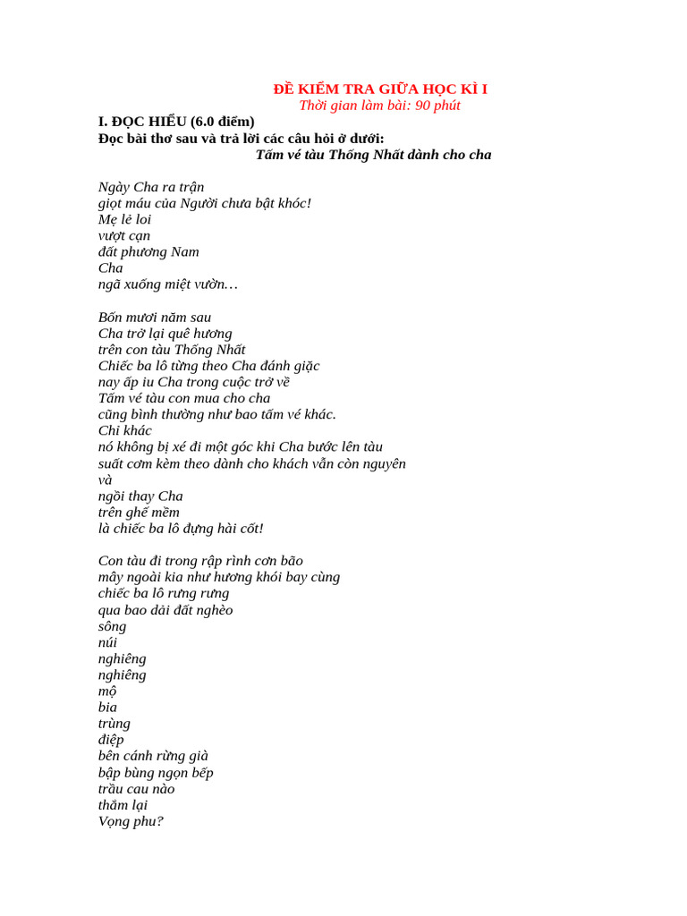 De Thi GHK 1 Van 10 CTST de 4 | PDF