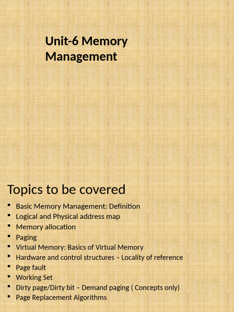 OS 3141601 Unit6 MemoryManagement | PDF | Computer Data Storage | Read Only Memory